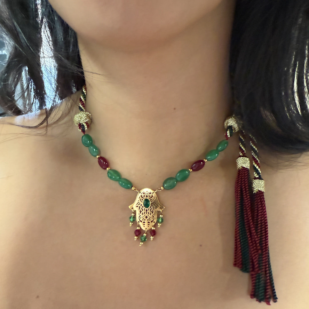 Collier avec cordelette beldi – Dark Joyau