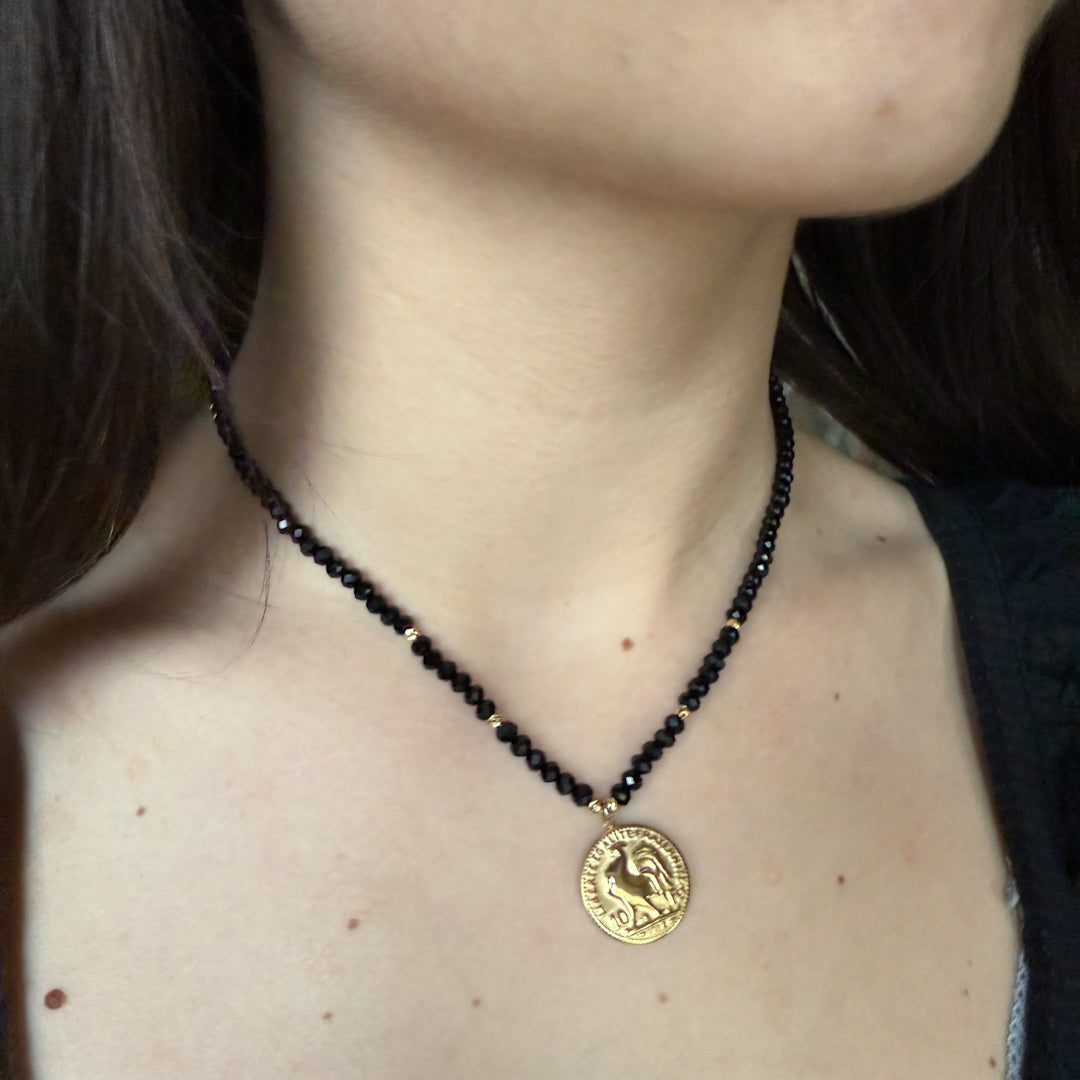 Collier perles noir Coq – Dark Joyau